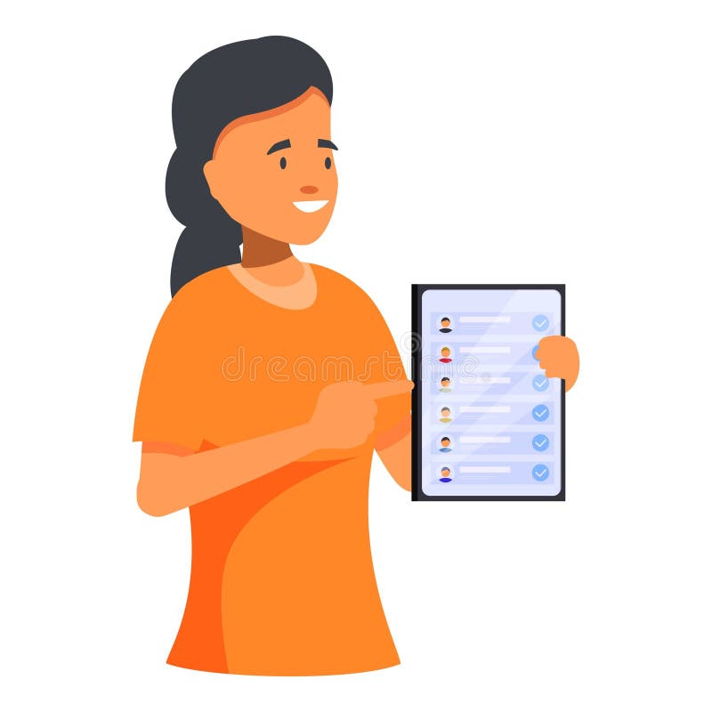 Happy Young Woman Pointing at Completed Checklist on Tablet Stock ...