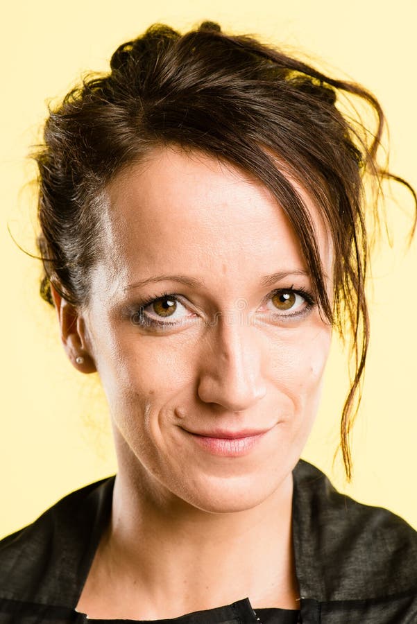 Serious Woman Portrait Real People High Definition Grey Background ...