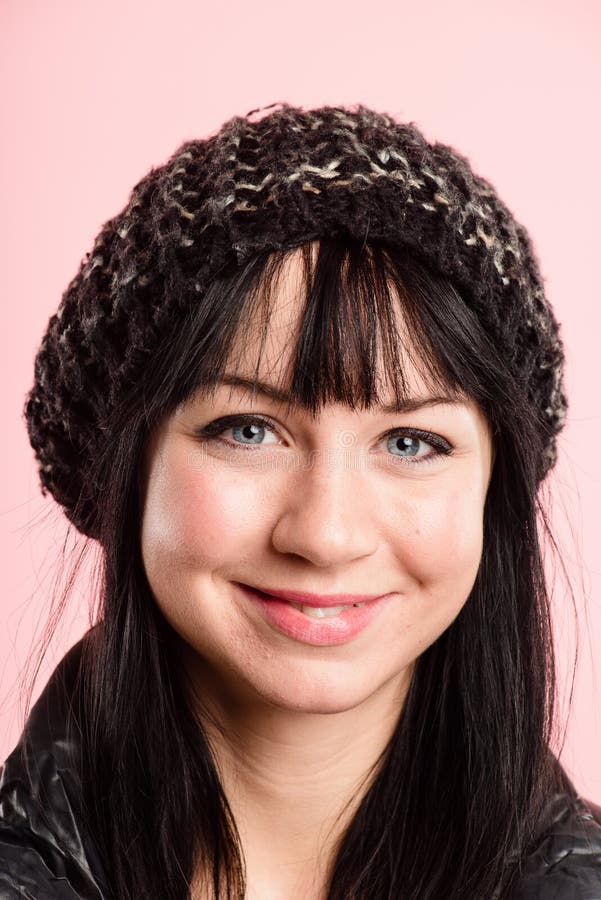 Happy Woman Portrait Pink Background Real People High Definition Stock ...