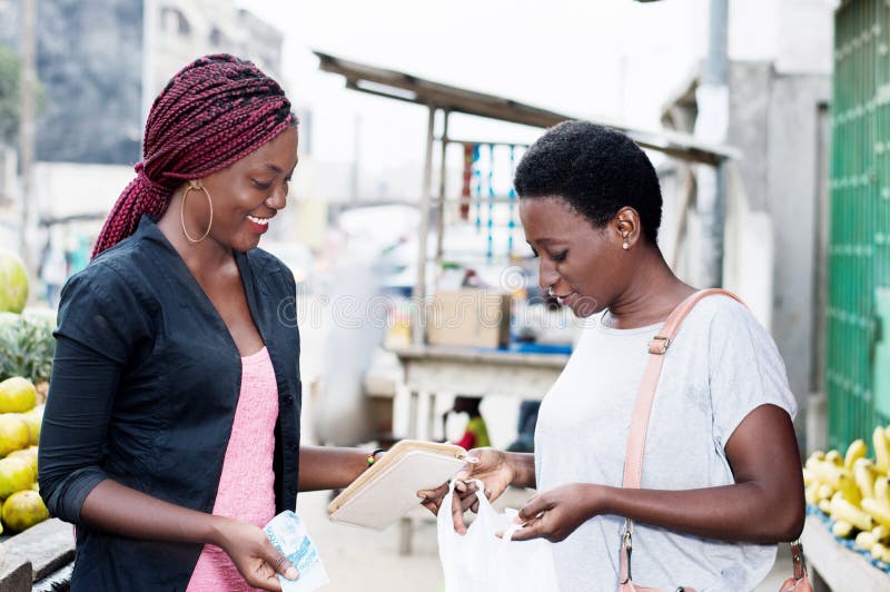 Happy Young Women at the Market Stock Image - Image of african ...
