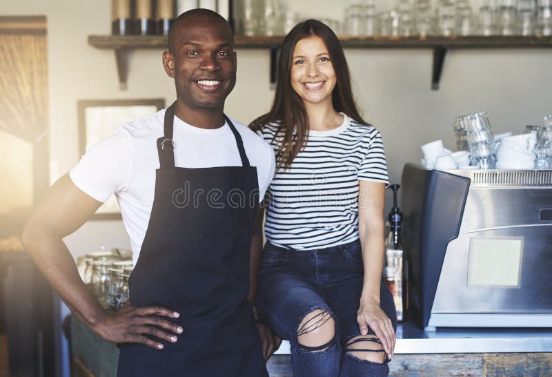 Happy Young Workers in Restaurant Stock Photo - Image of catering ...