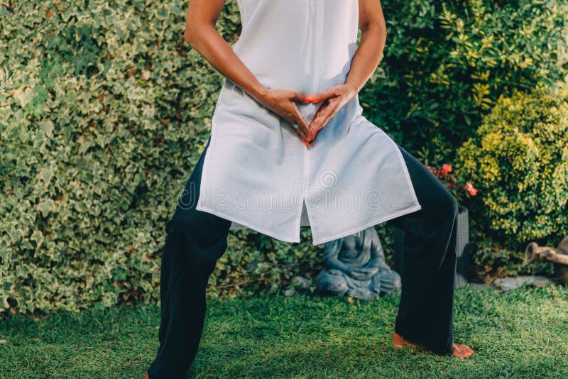 Hara Line Chakra Alignment and Energy Centering Technique Stock Photo ...