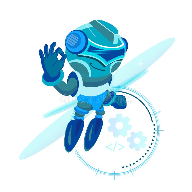 Haracter Design Concept of Artificial Intelligence and Chat Bots, Blue ...