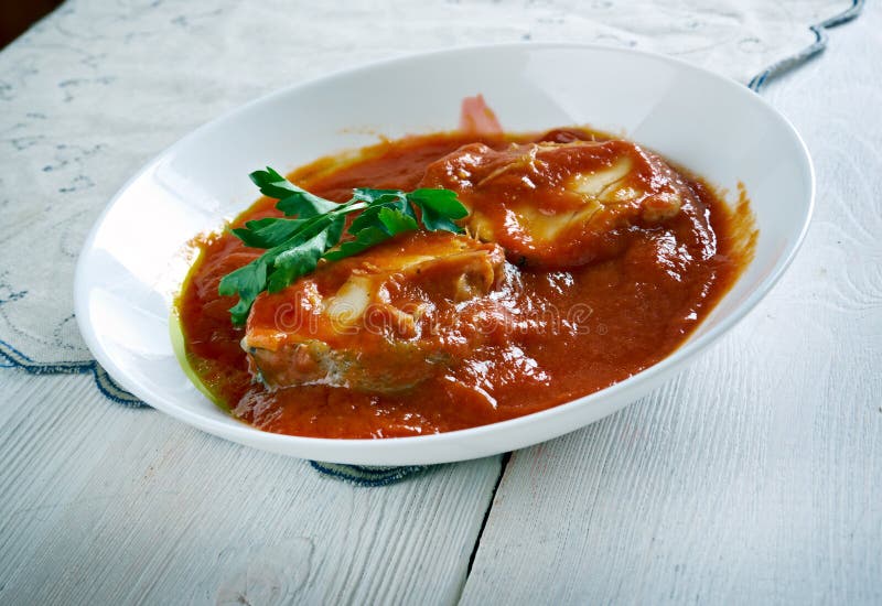 Libyan Chicken Pasta Called Imbakbaka a Spicy Middle Eastern Dish Stock ...