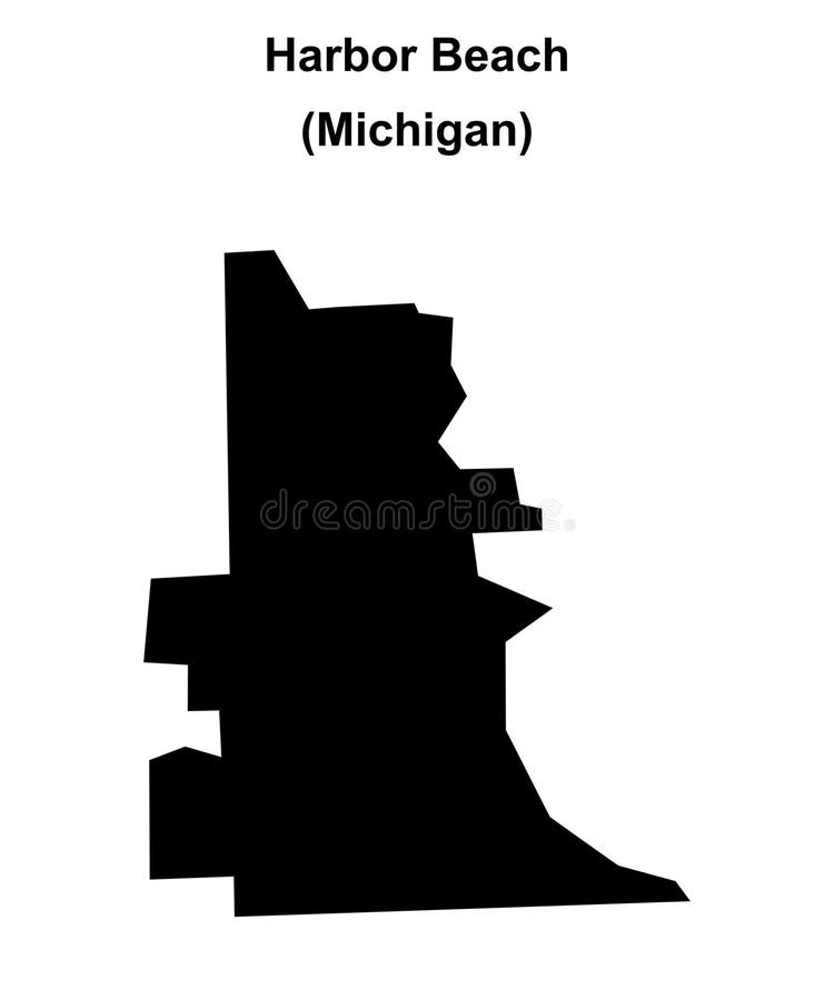 Harbor Beach outline map stock vector. Illustration of detailed - 387412726