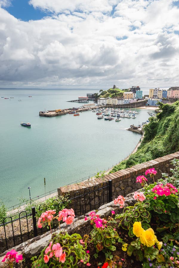 The Harbor and Beach View from the North Viewpoint, Tenby, Wales Stock ...
