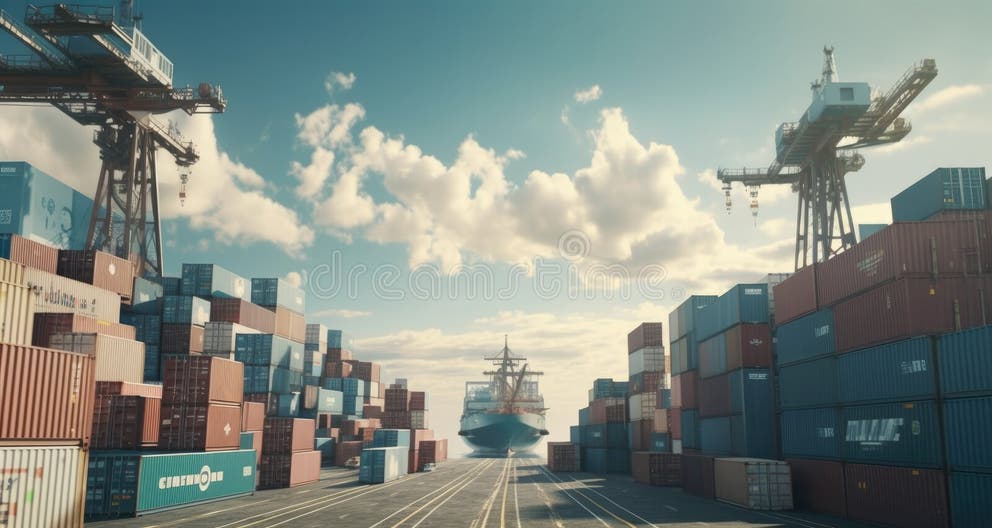 Harbor with Containers. Generative Ai Stock Photo - Image of trade ...