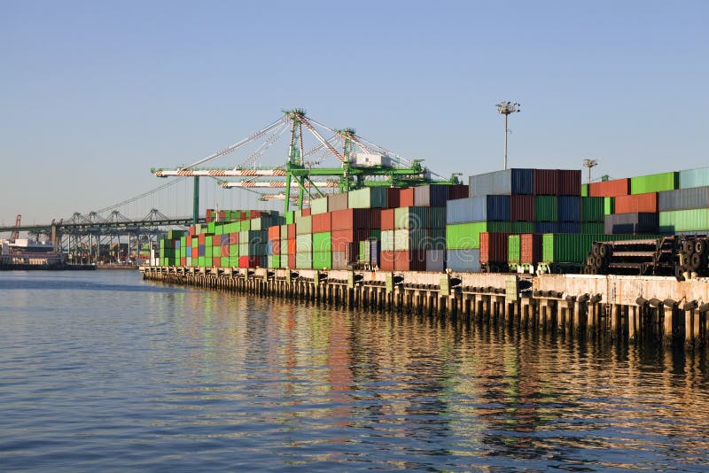 Harbor Containers in Sunset Light Stock Photo - Image of afternoon ...