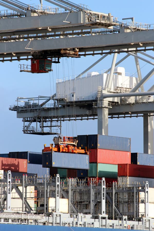 Harbor Crane Lifting Container Stock Image - Image of mobile ...