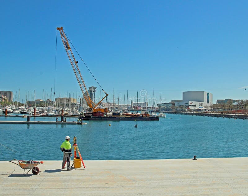 Harbor Development Build Under Construction Barcelona Editorial Photo ...