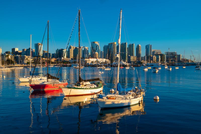 Harbor Drive Bay in San Diego Stock Image - Image of beautiful ...