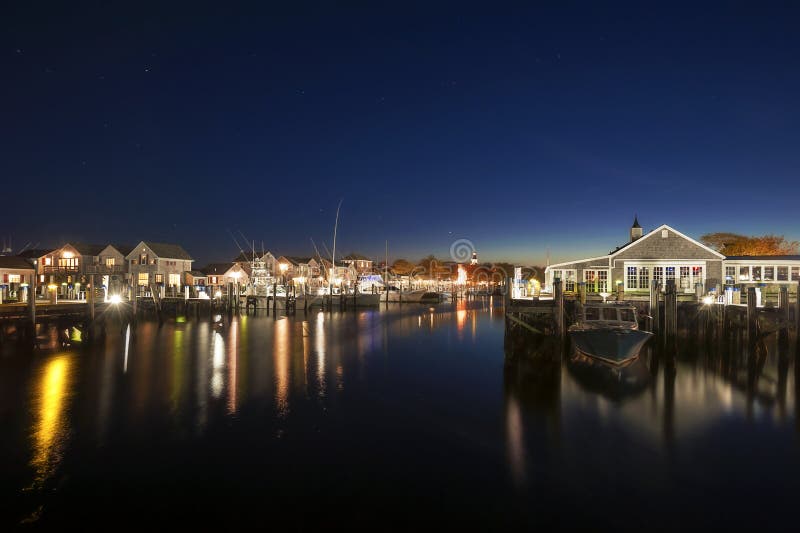 Harbor Ferry Stary Night Nantucket Island Stock Photo - Image of ...