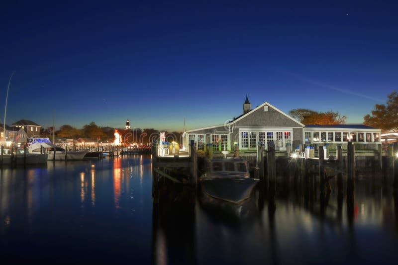 Harbor Stary Night Nantucket Island Stock Image - Image of gray, sand ...