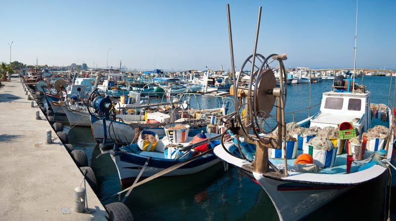 Larnaca Fishing Boats Harbour Editorial Stock Photo - Image of june ...