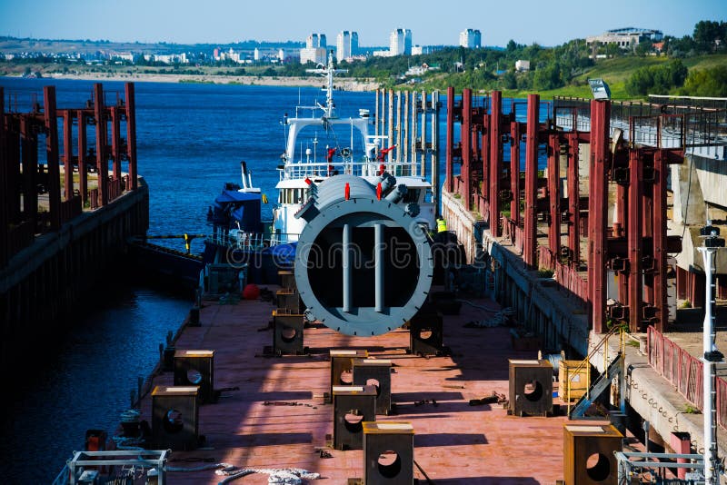 Harbor Gantry Crane Moving a Tank Container Stock Image - Image of port ...