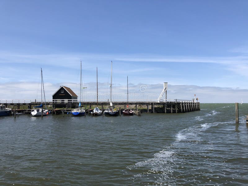 Harbor of Hindeloopen stock image. Image of pier, sailboat - 186298017