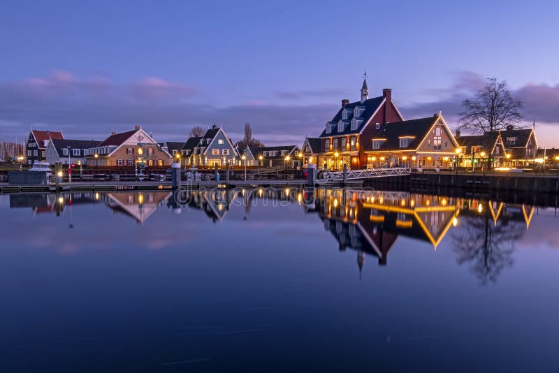 The Harbor from Huizen in the Netherlands at Sunset Stock Image - Image ...
