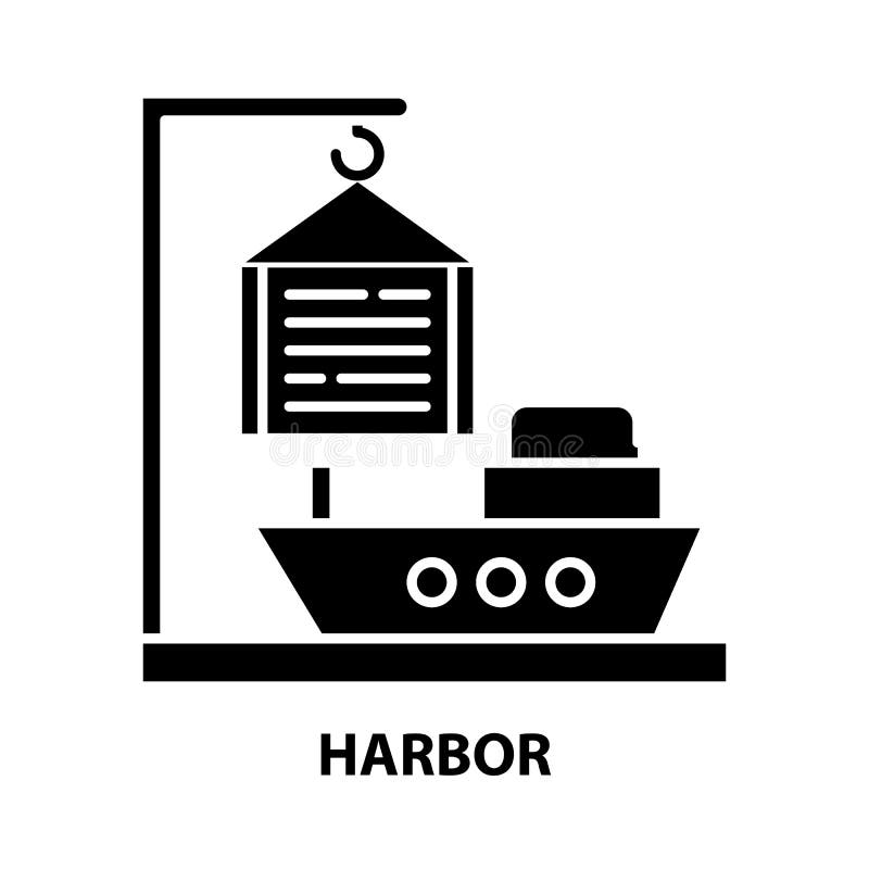 Harbor Icon, Black Vector Sign with Editable Strokes, Concept ...