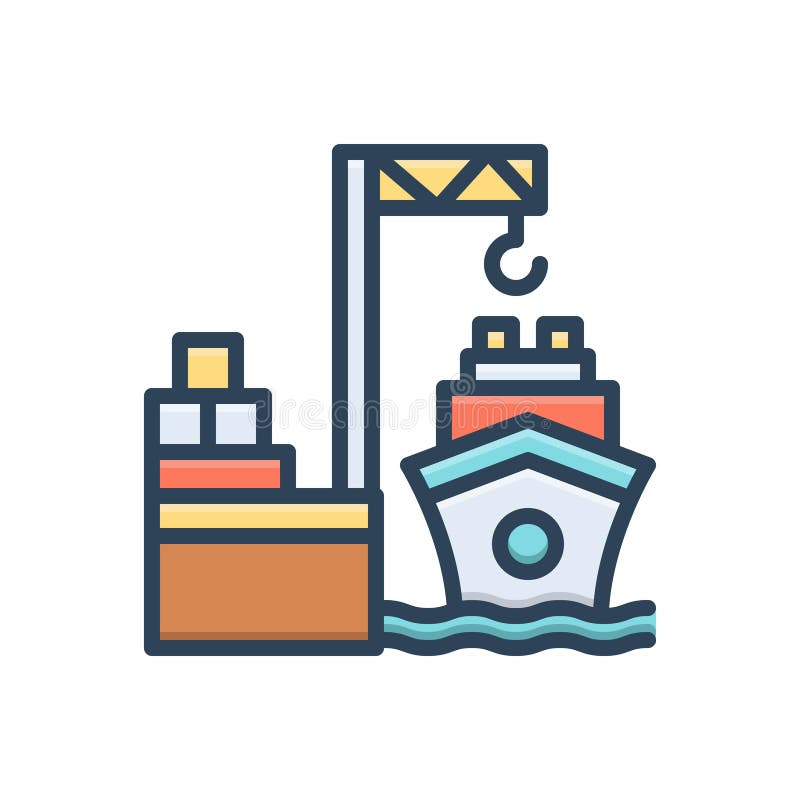 Color Illustration Icon for Harbor, Port and Dockyard Stock ...