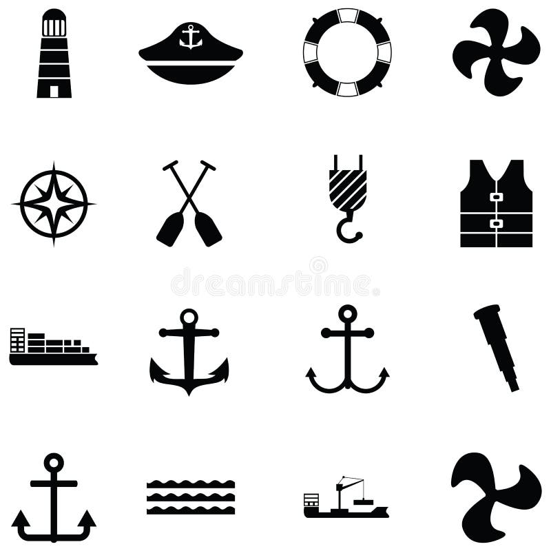Harbor icon set stock vector. Illustration of isolated - 120565915