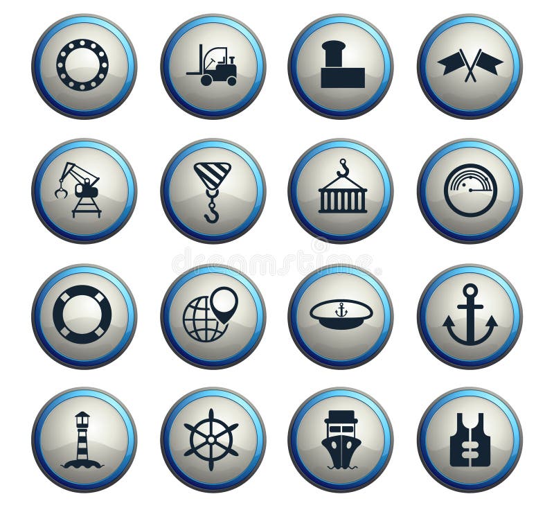 Harbor icon set stock vector. Illustration of symbol - 128179355