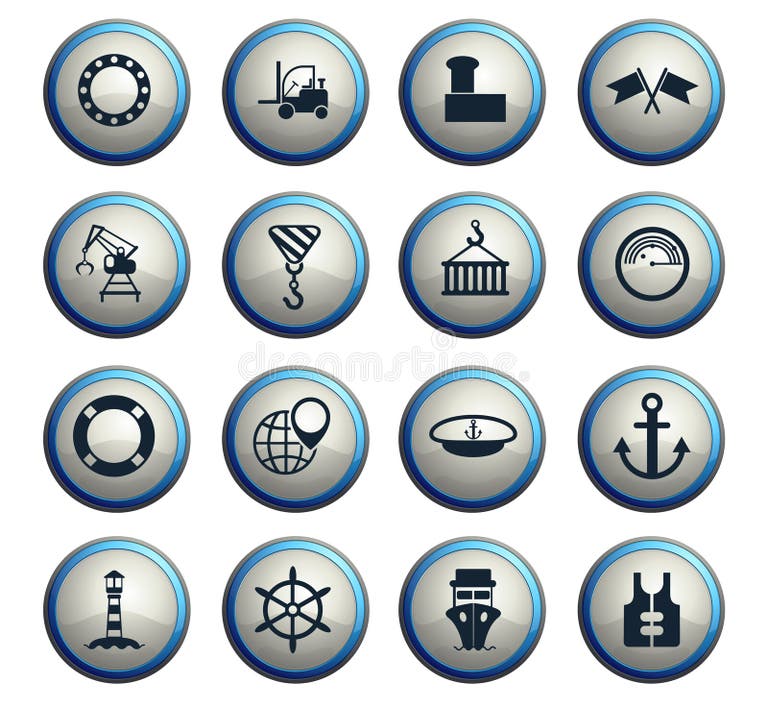 Harbor icon set stock vector. Illustration of symbol - 128179355