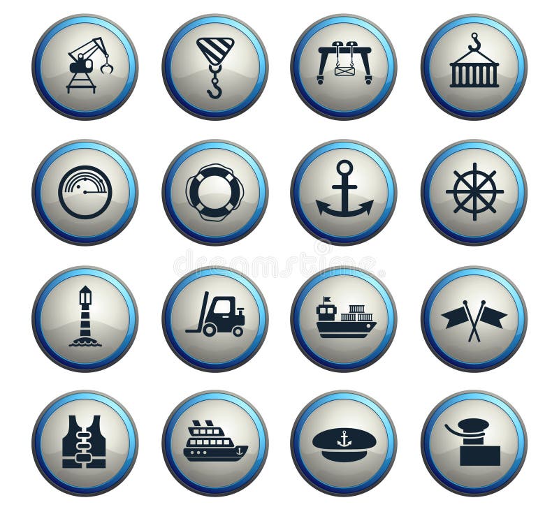 Harbor icon set stock illustration. Illustration of ship - 132240848
