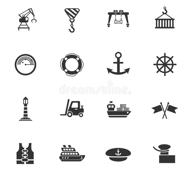 Harbor icon set stock vector. Illustration of symbol - 88215365
