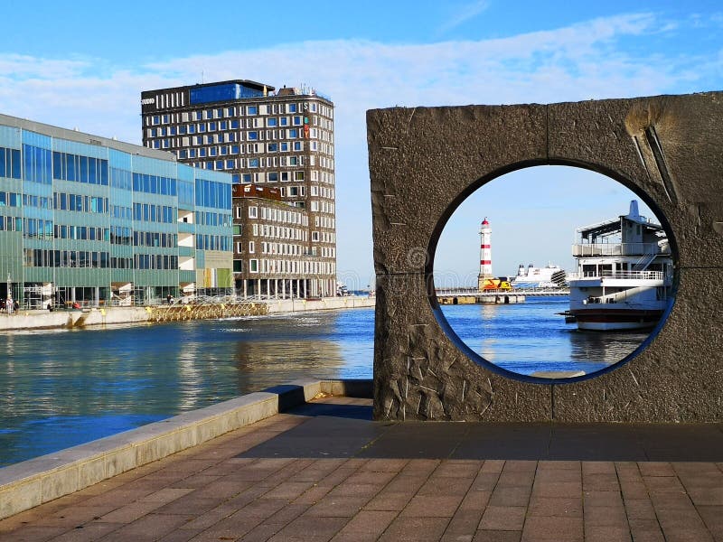 Harbor Lighthouse Blue Water Stock Photo - Image of lighthouse, blue ...