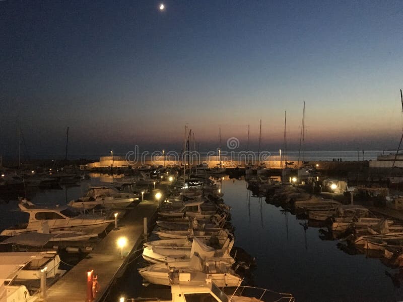 Harbor at night stock photo. Image of coast, lights - 152957508