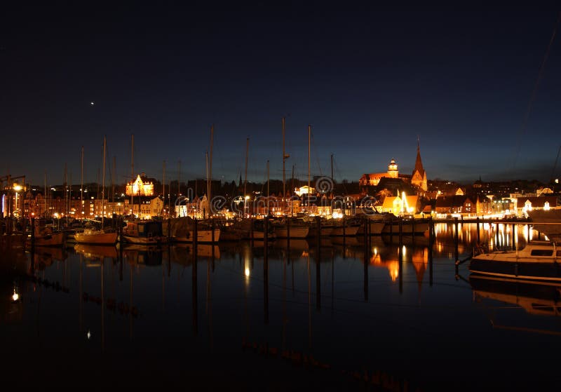 Harbor at night stock photo. Image of town, germany, reflecting - 7502572