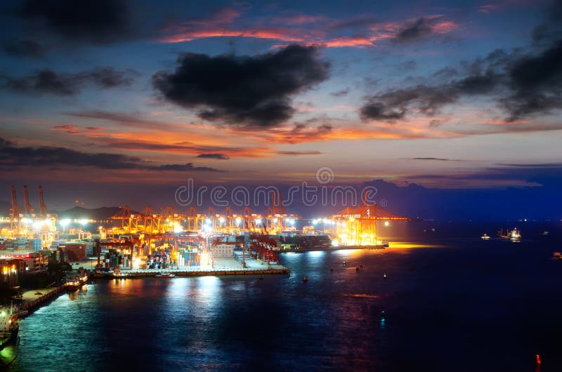 Harbor at night stock image. Image of commerce, discharge - 31667379
