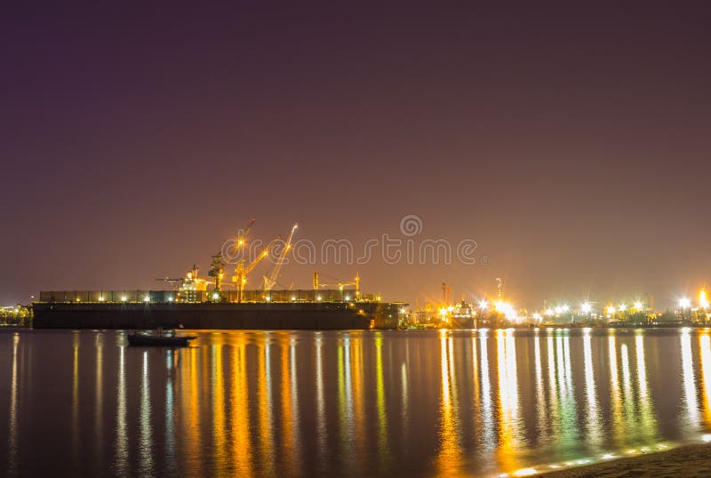 Harbor at night. editorial image. Image of port, export - 58622920