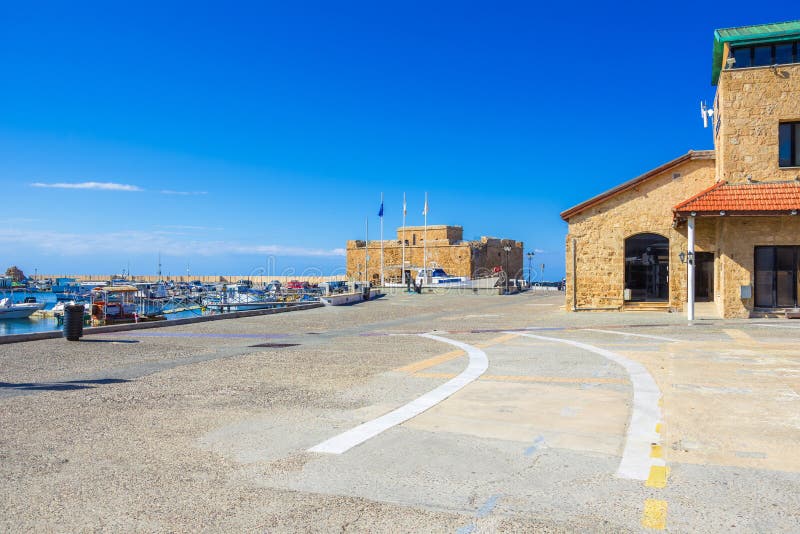 The Harbor of Paphos with the Castle, Cyprus Stock Image - Image of ...