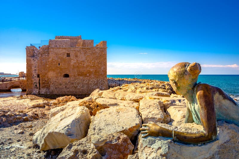 The Harbor of Paphos with the Castle, Cyprus Stock Photo - Image of ...