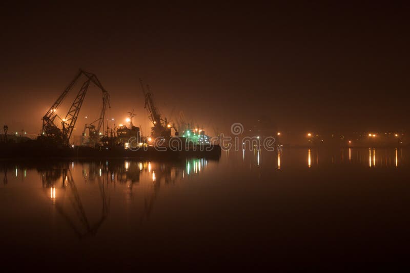 Harbor or port at night stock photo. Image of harbour - 19109522