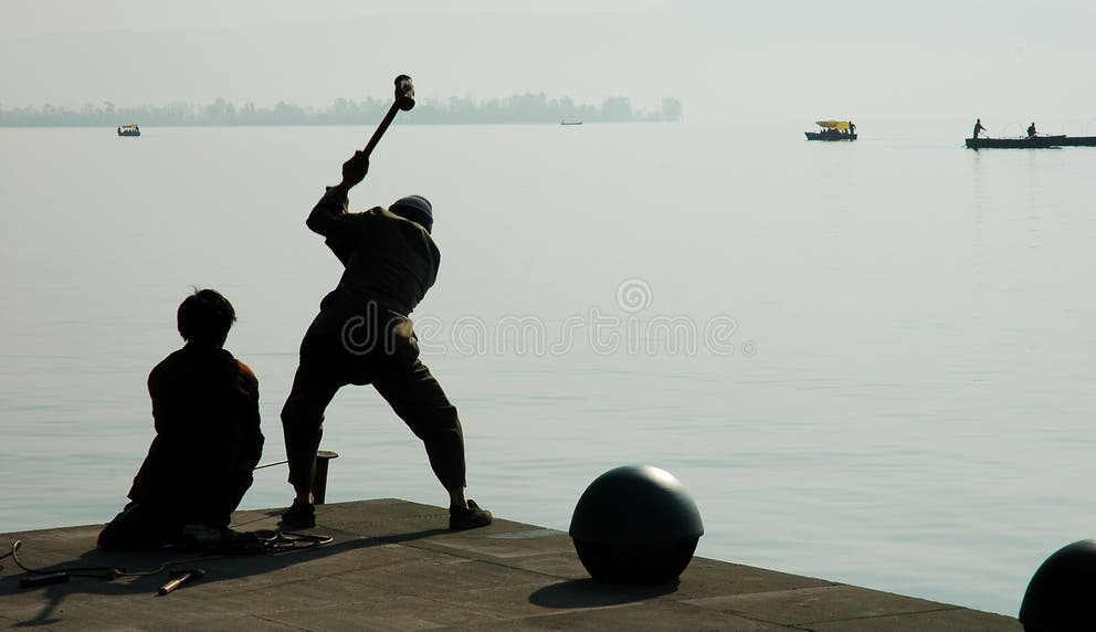 Harbor repair work stock photo. Image of adults, outdoors - 2008864
