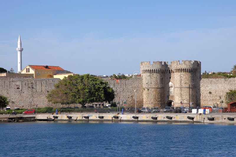On the Harbor of Rhodes Town Stock Photo - Image of horizontal, water ...