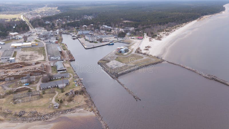 Harbor Roja Latvia Aerial View of Countryside Drone Top View Stock ... Harbor Roja Latvia Aerial View of Countryside Drone Top View Stock ...