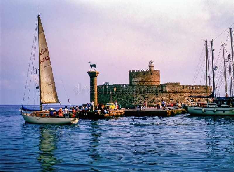 Harbor with Sailboats on Rhodes, Greece Editorial Image - Image of ...
