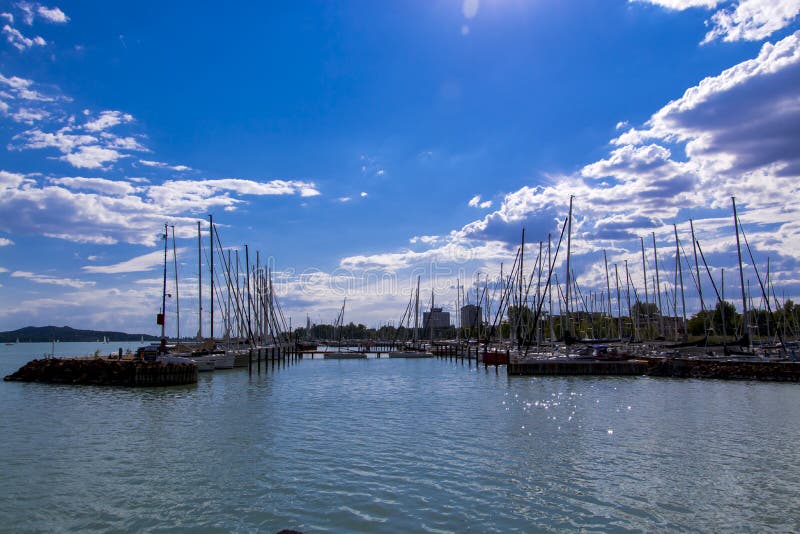 Harbor and Ships in Balatonfured in Summer Editorial Stock Image ...
