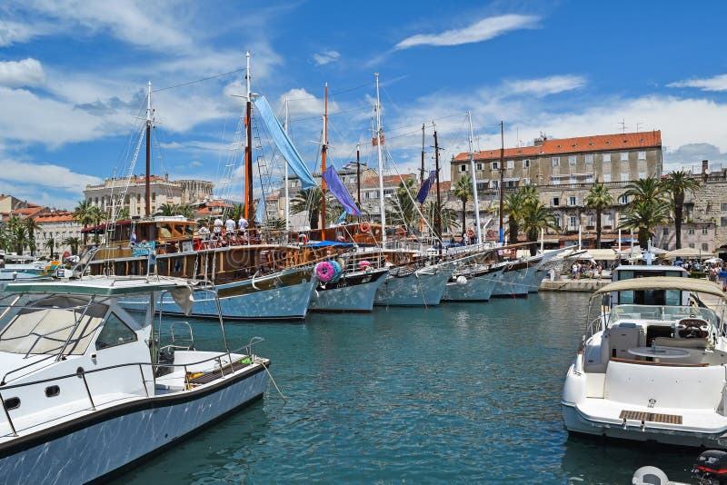 Harbor in Split City, Croatia Editorial Stock Image - Image of green ...