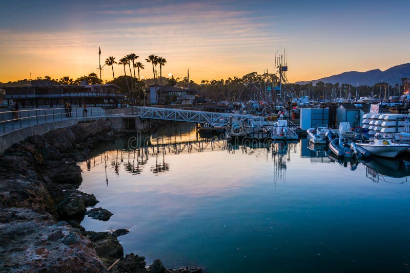 The Harbor at Sunset, in Santa Barbara, California. Editorial ...