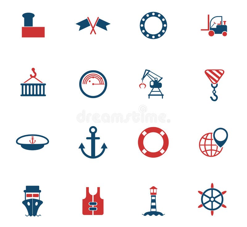 Harbor icon set stock vector. Illustration of symbol - 121795998