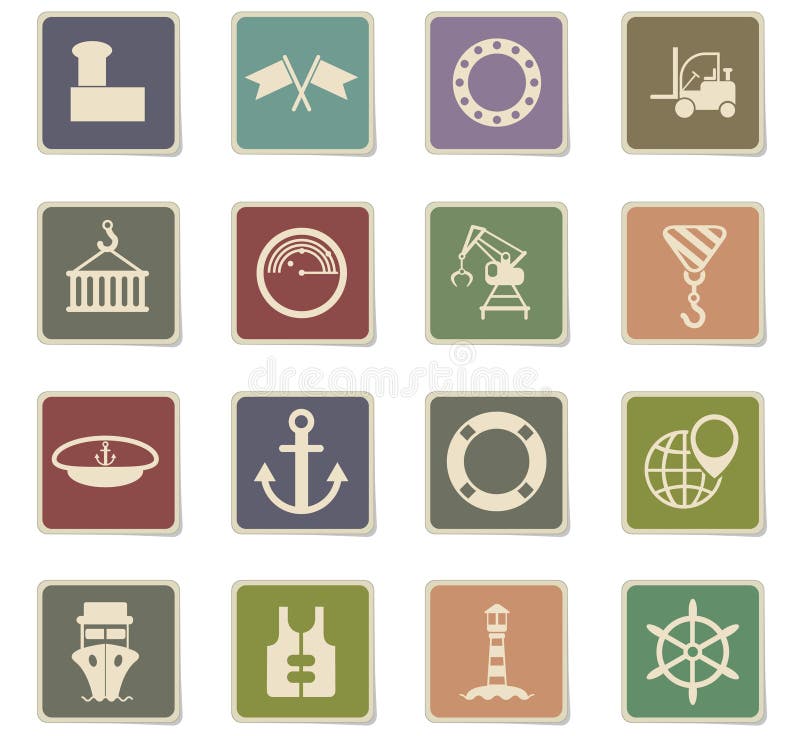 Harbor icon set stock illustration. Illustration of symbol - 121914002