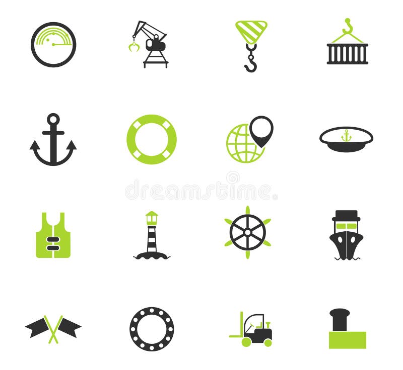 Harbor icon set stock vector. Illustration of anchor - 122050720