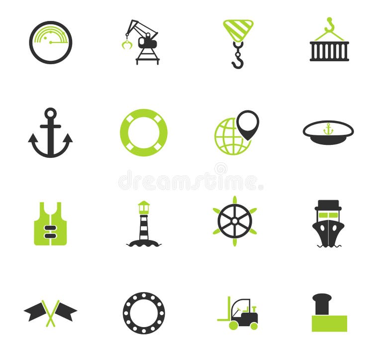 Harbor icon set stock vector. Illustration of anchor - 122050720