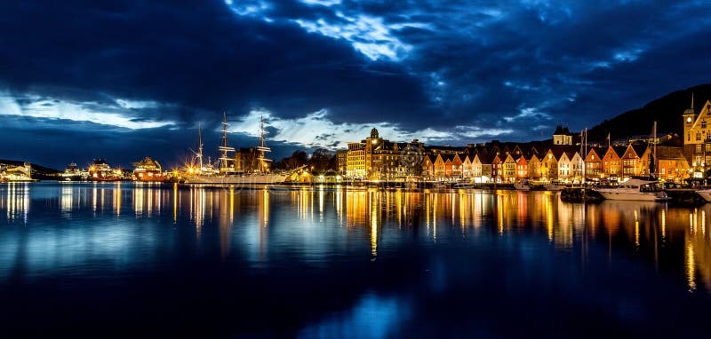 Bergen at night stock image. Image of destination, beautiful - 29697305