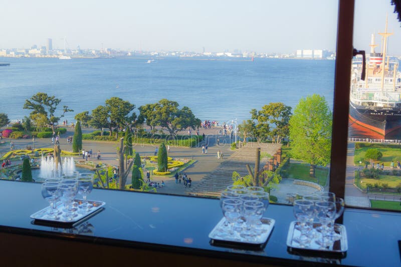 Harbor View restaurant stock image. Image of wood, table - 301358707