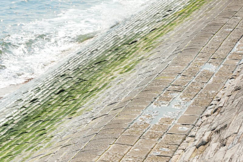 Harbour Wall and Ocean Waves Stock Photo - Image of background, stone ...